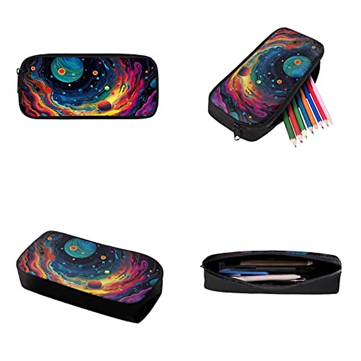 STUOARTE Cartoon Space Backpack with Lunch Box Planet Backpack for Girls Boys Kids Dreamy Outer Space School Backpack with Lunch Box and Pencil Bag, Preschool Elementary Student Bookbag