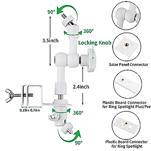 2-in-1 Gutter Mount for Ring Solar Panel, Stick Up Cam Battery, Spotlight Cam Battery and Spotlight Cam Battery Plus/Pro, Perfect Angle to Get Adequate Sunlight for Your Ring Solar Panel - White