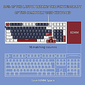MageGee Mechanical Keyboard, Star98 Wired Gaming Keyboard Backlit Ultra-Slim USB Keyboards with Blue Switches 98 Keys for PC Windows Computer Laptop - White Blue/Blue Switches