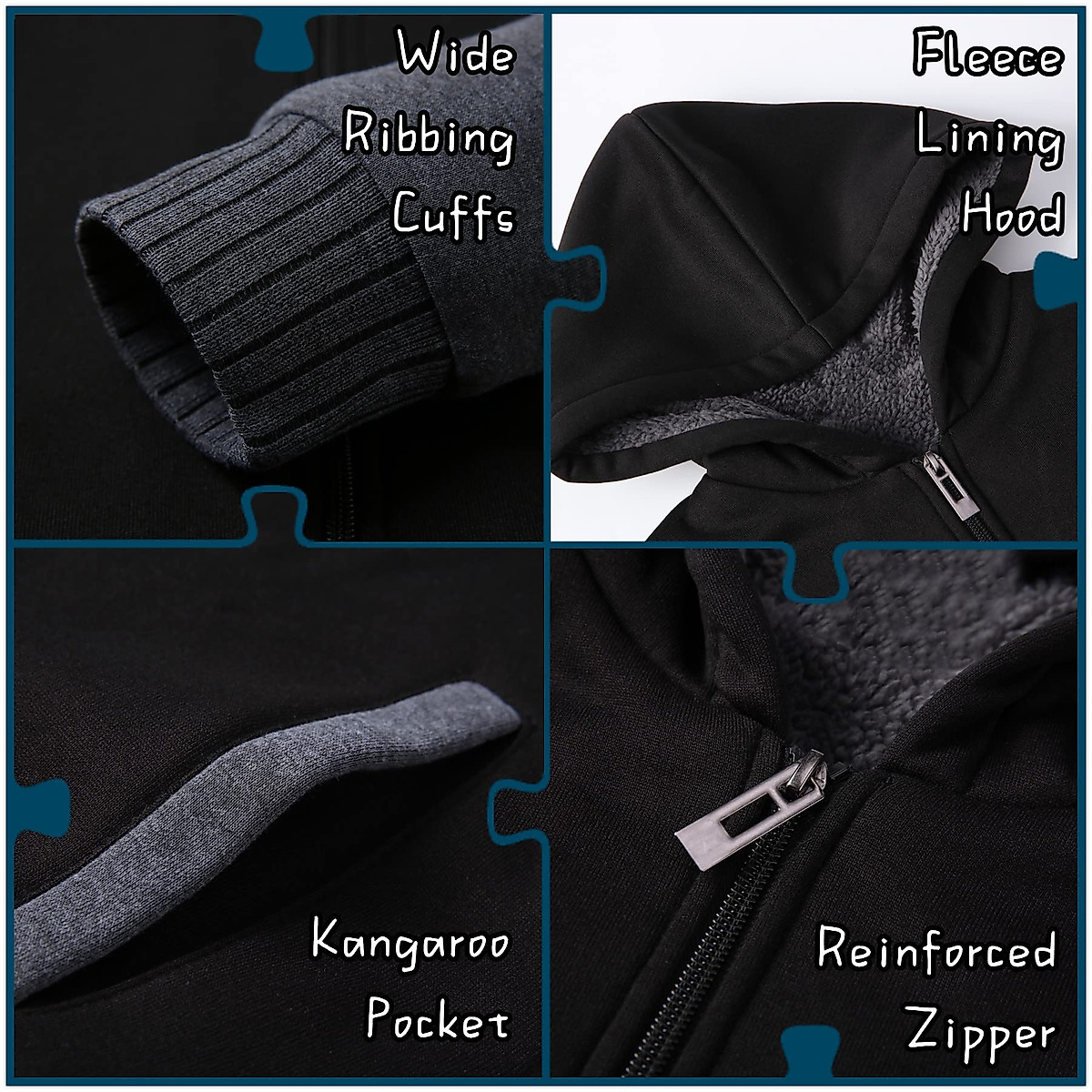 SECOOD Kids Hoodie Fleece Jacket Warm Sherpa Lined Zip Up Hooded Sweatshirt Soft Winter Coat Boys Girls School Outerwear