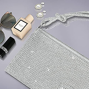 Rhinestone Hobo Bag for Women Chic Sparkly Evening Handbag Clutch Bag Shiny Purse for Party Club Wedding with Earrings