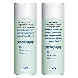 hers Triple Threat Shampoo and Conditioner Set for Women- Thickening, Moisturizing, Reduces Shedding- Color Safe Hair Loss Shampoo and Conditioner- 2 pack, 6.4oz