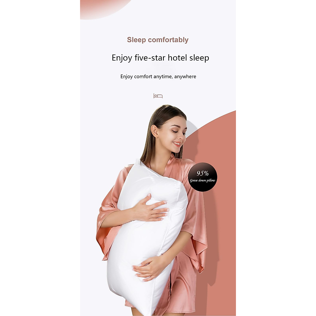 Luxury Sleep Goose Down Feather Pillow, Five-Star Hotel Goose Down Pillow, Cotton Neck Protection and Sleep aid Pillow core, 95% Goose Down content, 1 Pack