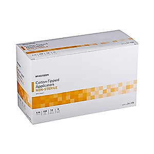McKesson Cotton-Tipped Applicator Swabstick, Non-Sterile, Wood Shaft, 6 in, 100 Count, 10 Packs, 1000 Total