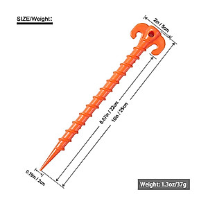 Lvgowyd 4/8/10 Pack Outdoor Tent Stakes, Canopy Stakes, Camping Stakes, Beach Tent Stakes Heavy Duty Screw Shape -7.9/10inch (10 inch +10 Pack +Orange)