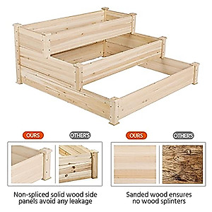 Yaheetech 3 Tier Raised Garden Bed Outdoor Elevated Flower Box Wooden Vegetables Growing Planter 47 x 47 x 22in for Backyard/Patio/Gardener
