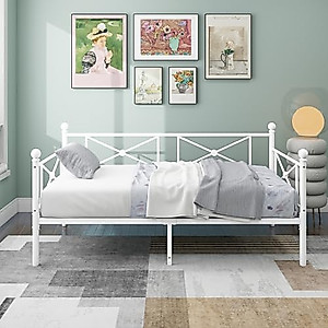 ARFARLY Sofa Bed Daybed Frame Multifunctional Mattress Foundation Premium Steel Slat Support Sofa Bed Frame with Headboard,Twin,Twin XL