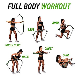 Original Gorilla Bow Portable Home Gym Resistance Bands and Bar System for Travel, Fitness, Weightlifting and Exercise Kit, Full Body Workout Equipment Set (Original Bow, Black, Base Bundle)