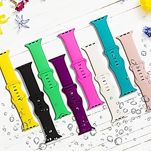 8 Pack Bands Compatible with Apple Watch Band 38mm 40mm 41mm 42mm 44mm 45mm 49mm for Women Men, Breathable Soft Silicone Waterproof Sport Strap for iWatch Bands Series Ultra 9 8 7 6 5 4 3 2 1 SE