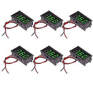 CenryKay 6PCS 2 Wire Green DC 4.5-30V 0.56" LED Panel Digital Display Voltage Meter Mini DC Digital Voltmeter