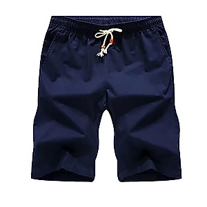 SCHWARZER Moisture-Wicking Elastic Waistband 9" Inseam Quick Dry Mens Pleated shorts Volleyball Athletic Shorts Navy