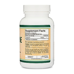 L Glutamine Capsules - No Fillers (1000mg Servings, 120 Capsules) Non-GMO, Gluten Free, Keto Safe, Vegan Friendly, Third Party Tested (for Endurance and Gut Health) by Double Wood