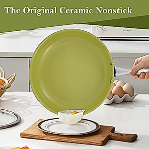 ROYDX Pots and Pans Set 9 Piece Nonstick, kitchen Ceramic Coating Cookware Set with Lids Non Stick Frying Pans & Saucepans Stay-Cool Stainless Steel Handles, for Induction/Electric Gas Cooktops