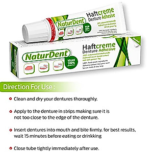 NaturDent Natural Denture Adhesive | Holds Dentures Longer and Stronger with NO Yucky Taste NO Zinc NO Paraben | Smile and Eat with Confidence | Gifts for Anyone with Dentures (2 Tubes)