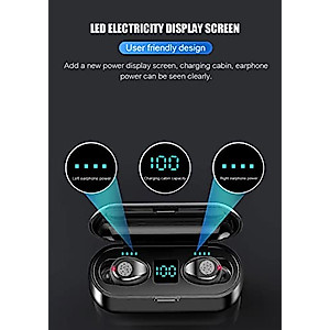 F9 TWS LED Touch Wireless Bluetooth Headset Stereo Noise Cancelling earplug with 2000mAh Charging case Mobile Power Supply, Black