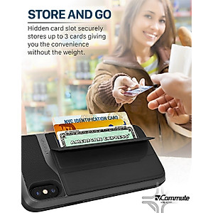 VENA iPhone Xs/X Wallet Case, [vCommute][Military Grade Drop Protection] Flip Leather Cover Card Slot Holder with Kickstand Compatible with Apple iPhone Xs 2018 / X 2017 5.8" (Space Gray/Black)