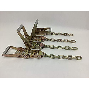 8 Point Kit 18' Heavy Duty TECNIC Strap Kit for Rollback/Flatbed Tie Downs with 12" Chain Tail