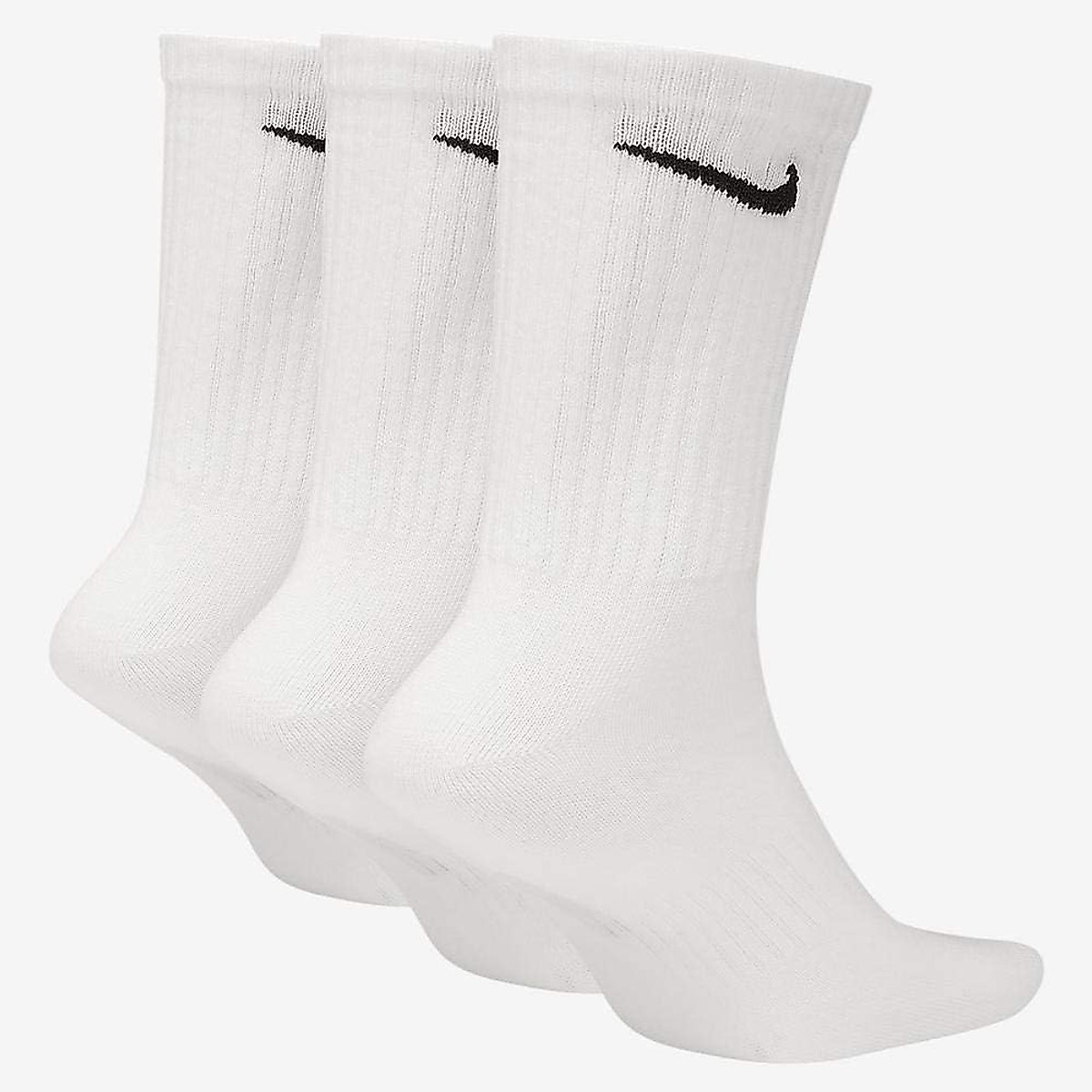 Nike Unisex Everyday Lightweight Crew Training Socks (3 Pair) (White/Black, M)