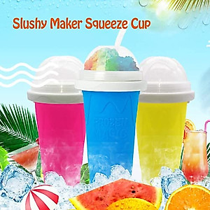 cdbz Slushie Maker Cup Slushy Maker Squeeze Cup Slushy Ice Cream Maker Quick Frozen Smoothies Cup Cooling Cup (pink+blue)