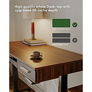 BANTI 48" x 26" Electric Standing Desk, Mid-Century Modern Desk with 3 Drawers, Stand Up Home Office Desks, Vintage Top