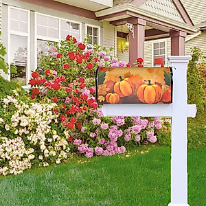 Ouqiuwa Fall Sunflowers Pumpkins Butterfly Maple Leaf Thanksgiving Welcome Magnetic Mailbox Cover, Mailbox Wrap Decorative for Garden Yard Home 21x18 in