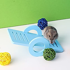 DJun Hamster Rainbow Chew Toys Include House Bridge Swing Seesaw and 10 Colorful Rattan Balls, Pet Sport Exercise Toys Set, Guinea Pig Rat Chinchilla Cage Accessories for Small Animals (Style 1)