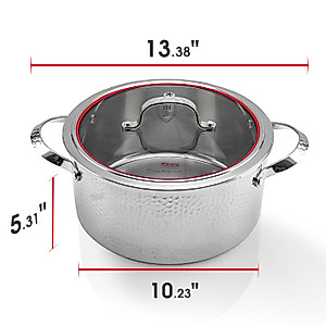 DSP Premium Stainless Steel Stockpot 5 Quart with Lid - Versatile Induction & Multi-Stove Compatible Large Cooking Pot, Ideal for Soup, Gumbo & Stew, Durable, Dishwasher Safe