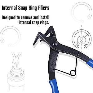 BELEY Heavy-duty Cylinder Snap Ring Pliers, Internal Ring Remover Retaining Circlip Pliers, 90 Degrees Bending Pliers with Long Noses for Motorcycles Cars Trucks