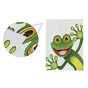ALAZA Merry Green Frog with Greater Eye Burlap Garden Flag Double Sided,House Yard Flags,Holiday Seasonal Outdoor Decorative Flag 12x18 Gift