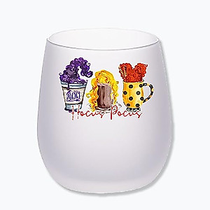 Halloween Hocus Pocus Frosted Wine Glass Sanderson Sisters Halloween Party Bar Wine Lover Halloween Decor Festive Gift for Mom Sister Friend Neighbor Teacher 17oz