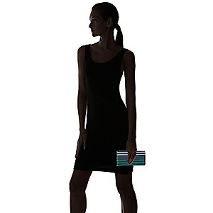 JuJuBe Be Rich Tri-Fold Wallet with Snap Enclosure, Coastal Collection - Providence - Navy/Teal/White Stripes