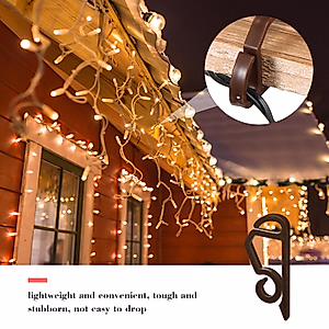 Marsui Christmas Light Clips Outdoor Gutter Hooks Plastic Seasonal Weatherproof Clips Holiday Fence Hooks for Christmas Roof Tree Outside Hanging String Lights(Coffee,40 Pieces)