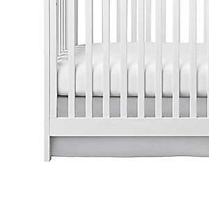 JLIKA Crib Skirt 100% Cotton Nursery Crib Bed Toddler Bedding Skirt for Baby Boys or Girls Plain Neutral - 14” Drop Dust (Gray)
