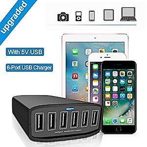 USB Charger, CIVIE High Speed 60W Multiport USB Charger 6-Port USB Desktop Charger Station Hub with PowerSmart Technology for Smartphone, iPhone, Samsung, Huawei, Ipad, Table and More