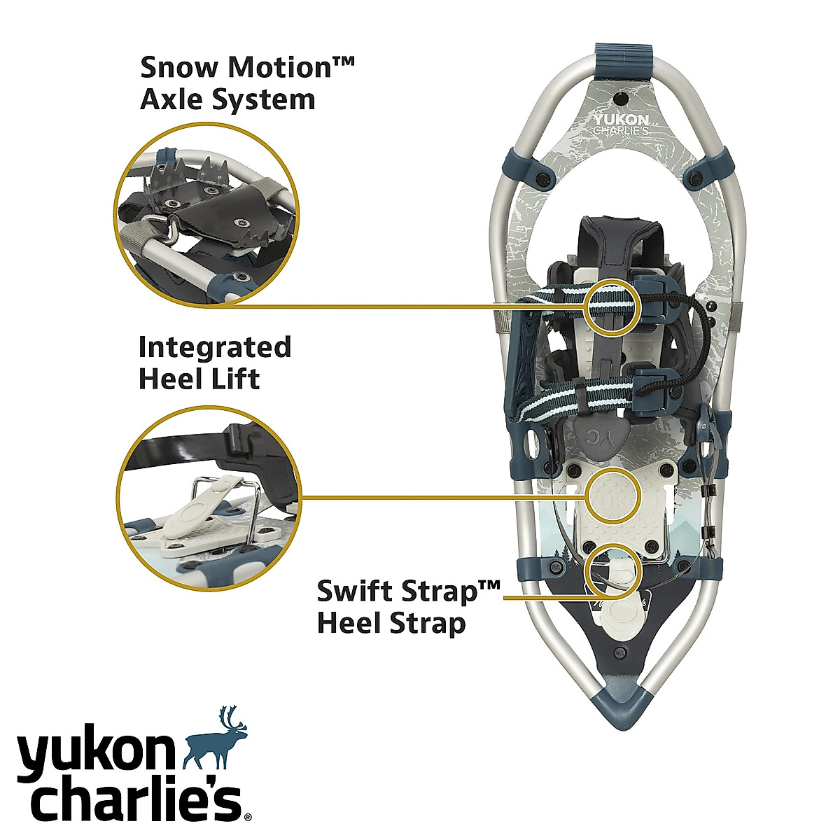 Yukon Charlie's National Park Snowshoe Kit, 8-inch x 21-inch, Includes Snowshoes, Trekking Poles and Travel Bag