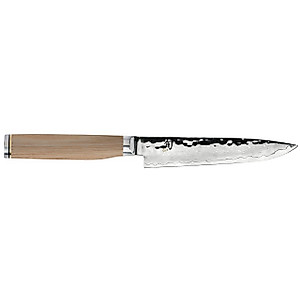 Shun Premier Blonde 5" Steak Knife, Handcrafted Japanese Knife, VG-MAX Core with Damascus Stainless Steel Cladding, Pakkawood Handle, Hand-Sharpened Steak Knife for Professional and Home Chefs