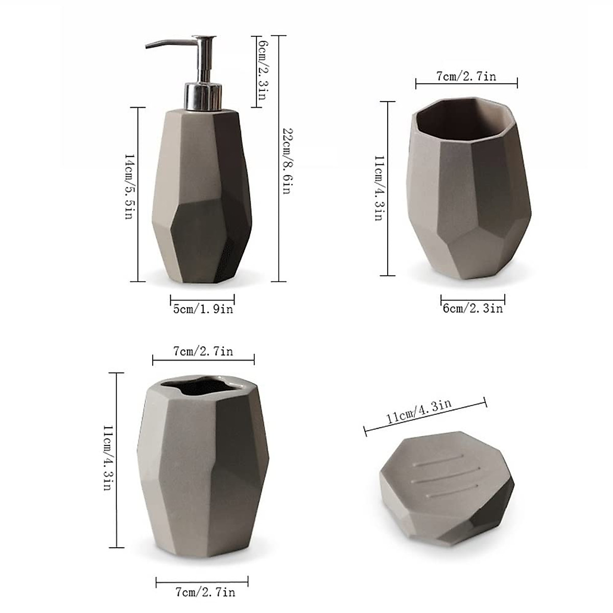 HNSYYUEYOU Soap Dispenser Set Household Ceramic Soap Dispenser Wash Mouth Cup Storage Soap Tray Toothbrush Cup Bathroom Five-Piece Set (Color : A)