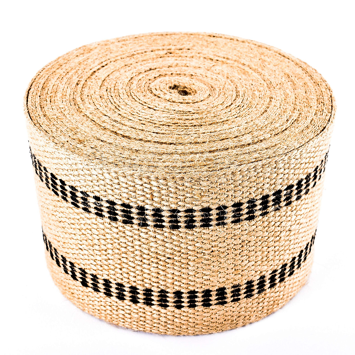 Upholstery/Craft Jute Webbing (Burlap) 3.5 Inches X 10 Yards-Natural W/Black Stripes