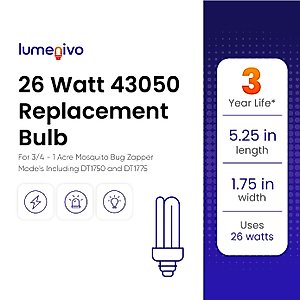 lumenivo 26 Watt Bug Zapper Bulb Replacement for DynaTrap 43050 26W Bug Zapper Light Bulbs Outdoor for Mosquito Control - for Models DT1750 and DT1775 - ¾ Acre and 1 Acre Coverage - 2 Pack