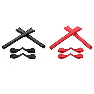 Eye Opening Stuff Replacement Earsocks & Nosepieces Accessories Compatible with Oakley Radar Path/Range/Pitch/Edge Sunglasses - Black & Red