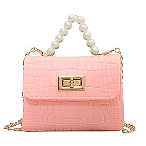 Vanknono Women’s Mini Crossbody Bags Crocodile Pattern Clutch Purse, Trendy Cute Purse Mini Purse for Women Girls, Pink
