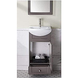Mogiyin 18 Inch Vanity Small Bathroom Vanity,Modern Bathroom Vanities Small Bathroom Sink Vanity Combo with White Countertop Ceramic Vessel Sink,Narrow Bathroom Vanity 1 Door 1 Drawer Grey Khaki