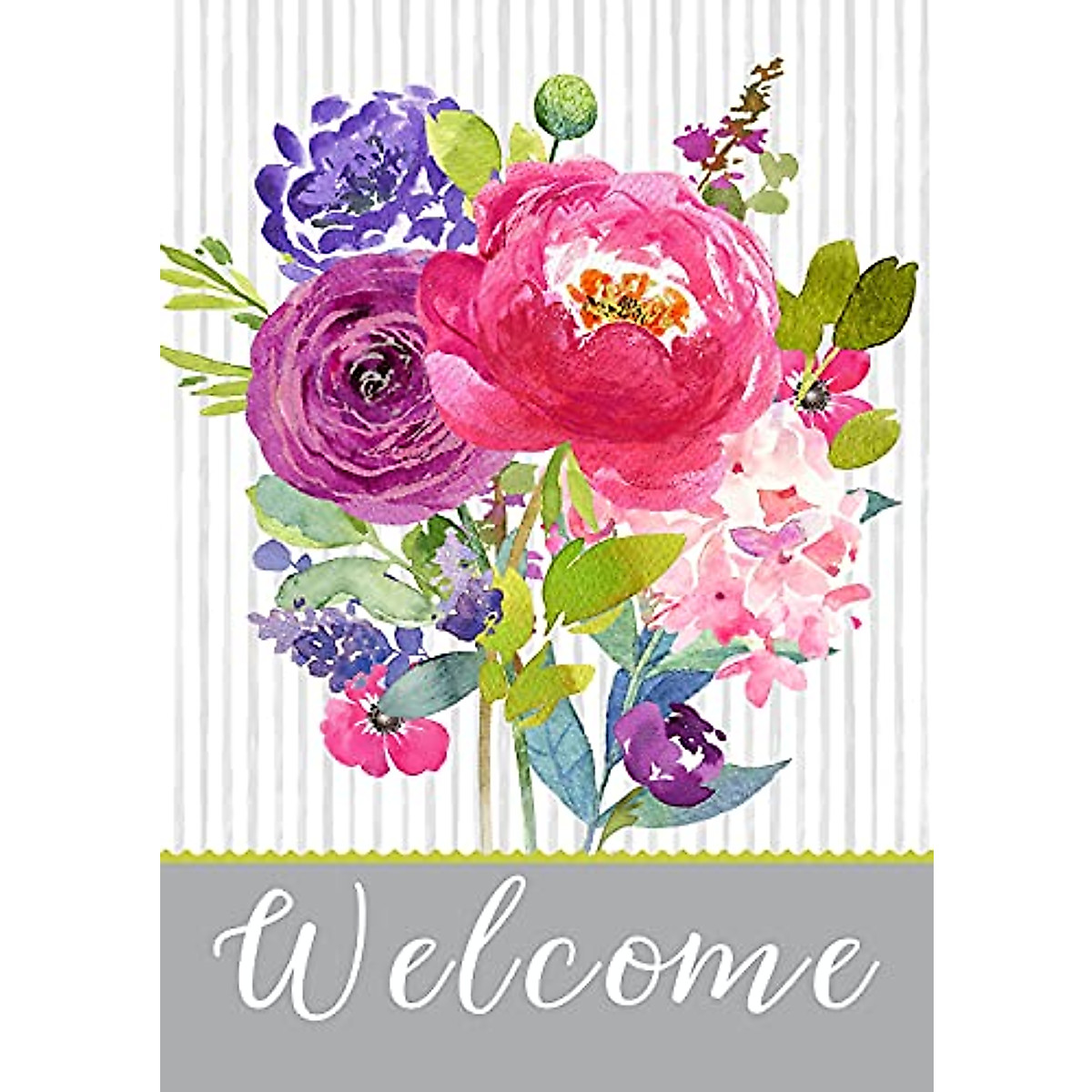 Toland Home Garden 1012531 Painted Petals Welcome Spring Flag 28x40 Inch Double Sided Spring Garden Flag for Outdoor House Flower Flag Yard Decoration