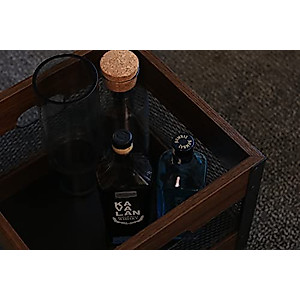 CRAZYWOOD Vinyl Record Storage Case, Wooden LP Record Storage Case, Magazine and Newspaper Storage Basket 13.6"(L)*14.3"(W)*10.6"(H) Inches Wooden Storage Basket