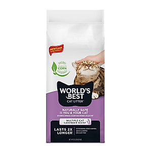 WORLD'S BEST CAT LITTER Multiple Cat Lavender Scented 32-Pounds - Natural Ingredients, Quick Clumping, Flushable, 99% Dust Free & Made in USA - Calming Fragrance & Long-Lasting Odor Control