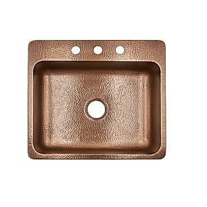 Sinkology SK102-25AC Sinkology Rosa Drop 25" 3-Hole Kitchen Sink, Antique Copper