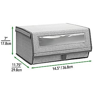 mDesign Large Fabric Closet Shoe Storage Box w/Clear Window - Shoe, Sandal, Sweater, Linen, Clothes Organizer - Boot Storage Solutions - Shoe Bin - Lido Collection, 4 Pack, Gray Herringbone