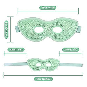 NEWGO Gel Eye Mask Reusable Cooling Eye Mak with Eye Holes, Cold Pack Eye Ice Pack Hot Cold Eye Compress for Puffy Eyes Migraine Headache, Stress Relief, Dry Eyes Dark Circles (Green)