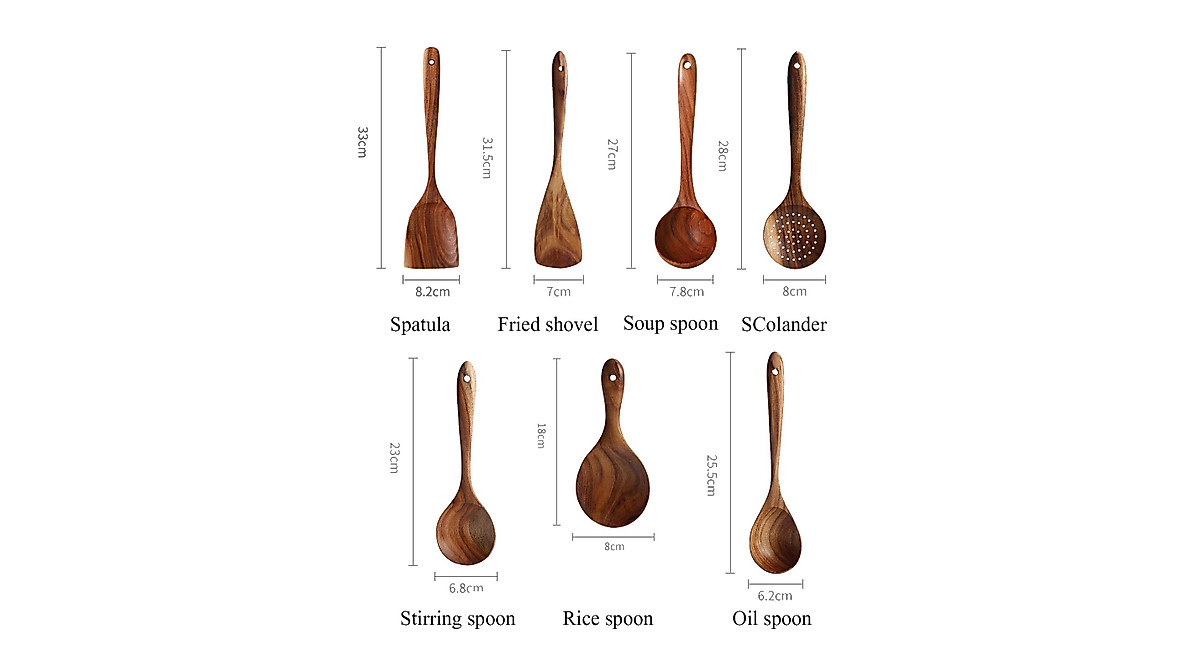 Messon 7-Piece Handmade Wooden Utensils Set