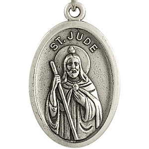 Catholica Shop Catholic Religious Wear Saint Jude Pray for Us Silver Tone Medal Pendant - 1" Height x 0.67" Width - Lot of 12
